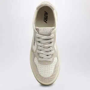 AUTRY Medalist Low Sneakers In Marshmallow/ivory With Python-effect Inserts
