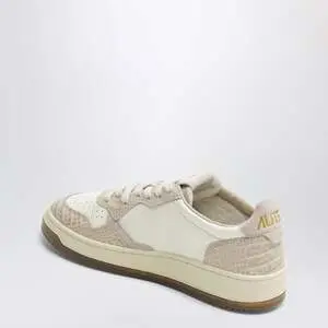 AUTRY Medalist Low Sneakers In Marshmallow/ivory With Python-effect Inserts