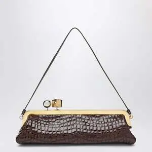 Jacquemus La Pochette Salon Pouch In Crocodile-embossed Leather - Brown