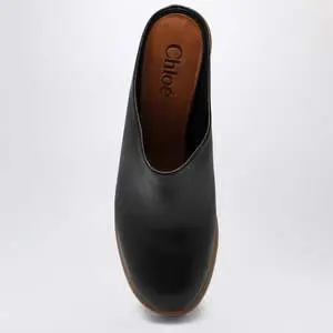 Chloé Maxime Wedge Sabot In Calfskin Leather - Black