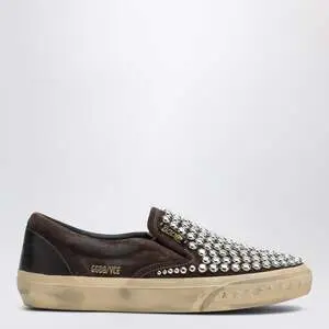 GOLDEN GOOSE Suede Slip-on Shoes With Studs - Brown