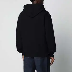 Jacquemus Cotton Fleece Hoodie With Grosgrain Logo Detail - Black
