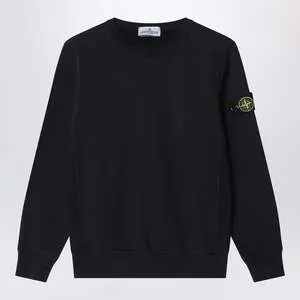 Stone Island Cotton Sweatshirt With Compass Patch - Black