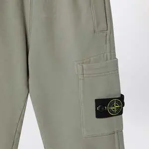 Stone Island Moss Cotton Jogging Trousers With Compass Patch