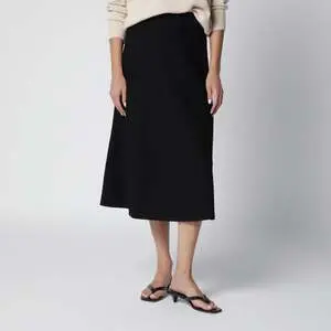 Max Mara Flared Midi Skirt In Viscose Crêpe Yarn - Black
