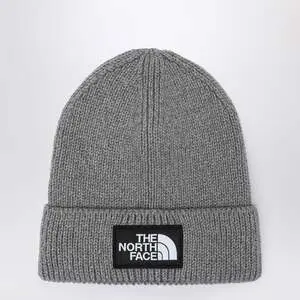 The North Face Ribbed Beanie With Logo Patch - Grey