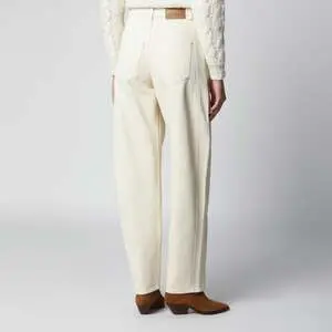 Isabel Marant Étoile Lisha Barrel Jeans In Cotton Denim - Beige