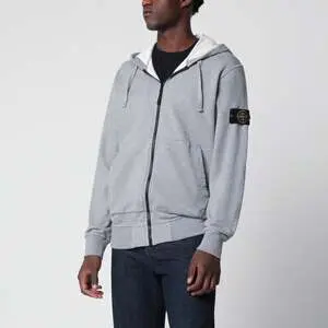 Stone Island Cotton Hoodie With Drawstring Hood - Grey