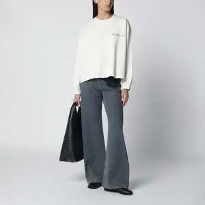 MAISON MARGIELA Ecru Logo Print Fleece Sweatshirt