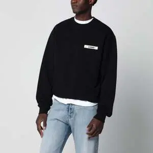 Jacquemus Crewneck Sweatshirt With Grosgrain Logo Detail - Black