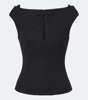 SHUSHU/TONG Bow-detail Off-shoulder Top - Blue