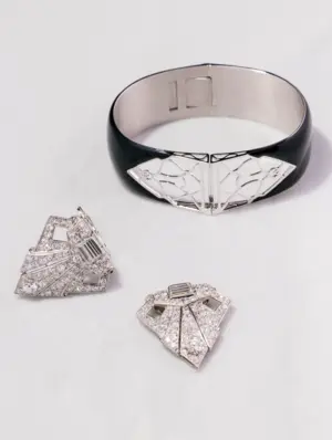 Estate Art Deco Diamond & Lacquer Transformable Cuff, Circa 1930