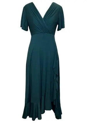 ALIE STREET LONDON Petite Waterfall Ruffle Wrap Midi Dress