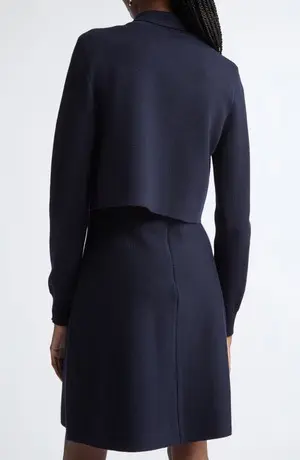 Oscar De La Renta Mixed Botanical Embroidered Cropped Wool Blend Jacket