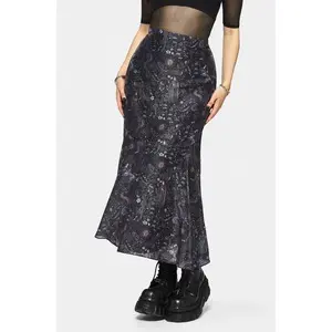 DISTURBIA Haunt Medieval Print Midaxi Skirt
