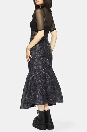 DISTURBIA Haunt Medieval Print Midaxi Skirt