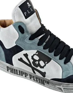 Philipp Plein Retrokickz Leather High-top Sneakers - White/middleblue