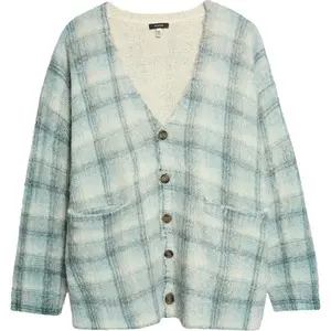 R13 Plaid Oversize Cardigan - Blue Plaid