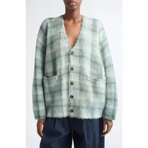 R13 Plaid Alpaca-blend Cardigan - Blue Plaid