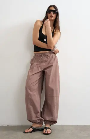 Topshop Tie Waist Elastic Cuff Pants