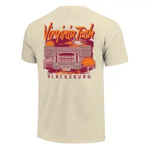 IMAGE ONE Virginia Tech Hokies Comfort Colors Hand-drawn Campus Stack T-shirt