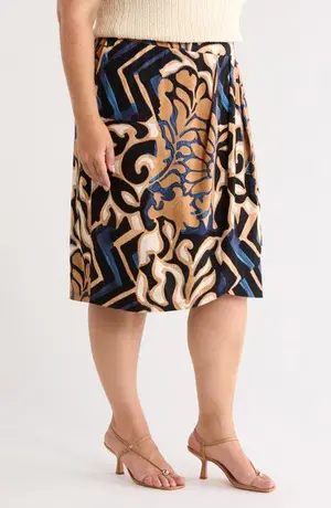 NIC+ZOE Deco Blooms Knit Faux-wrap Skirt