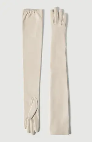 Brunello Cucinelli Nappa Leather Long Gloves - White