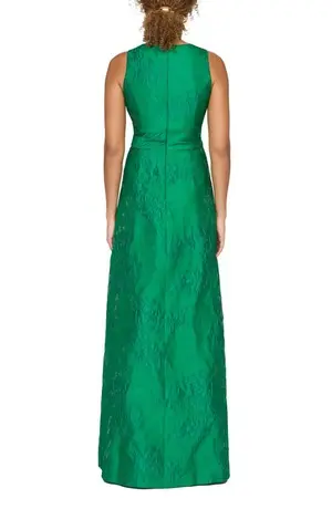 KAY UNGER Mariah Floral Jacquard Gown - Fern Green