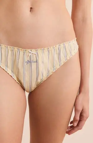 ETAM Benicio Striped Cotton Brazilian Panties