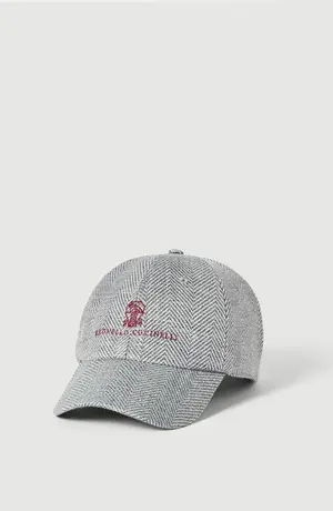 Brunello Cucinelli Alpaca, Wool And Silk Chevron Baseball Cap