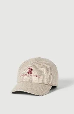 Brunello Cucinelli Brunello Cucinelli Alpaca, Wool And Silk Chevron Baseball Cap Grey