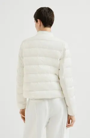 Brunello Cucinelli Water-resistant Matte Nylon Down Jacket With Logo