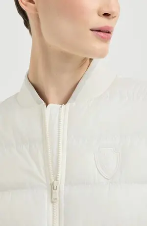 Brunello Cucinelli Water-resistant Matte Nylon Down Jacket With Logo