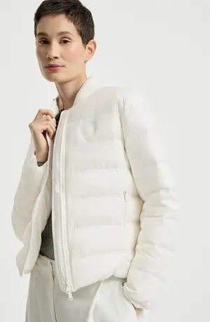 Brunello Cucinelli Water-resistant Matte Nylon Down Jacket With Logo
