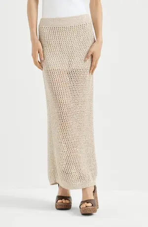 Brunello Cucinelli Hemp Net Knit Maxi Skirt