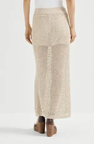 Brunello Cucinelli Hemp Net Knit Maxi Skirt