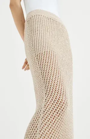 Brunello Cucinelli Hemp Net Knit Maxi Skirt