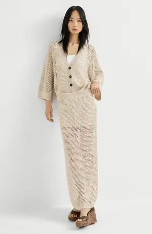 Brunello Cucinelli Hemp Net Knit Maxi Skirt