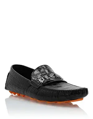 Philipp Plein Printed Crocco Leather Drivers Shoes