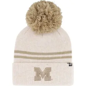 '47 Michigan Wolverines Core & Inline Latte Cuffed Knit Hat With Pom