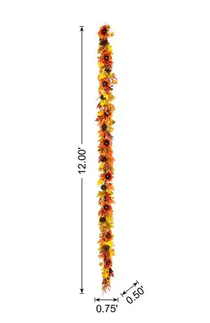 GLITZHOME 12ft Fall Oversized Sunflower Garland