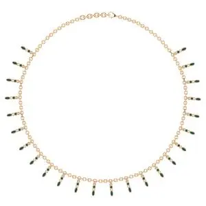 LINDA FIORE Amalei 18k Gold Vermeil Enamel Necklace - Green