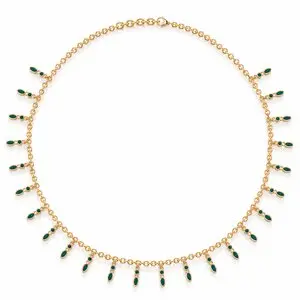 LINDA FIORE Amalei 18k Gold Vermeil Enamel Necklace - Green