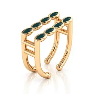 LINDA FIORE Amalei Gold Vermeil Ring With Dark Enamel - Green