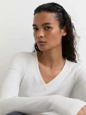 REISS V-neck Long Sleeve Ruched Top