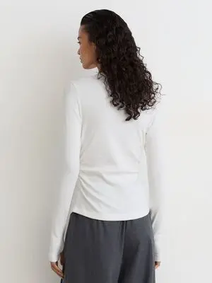 REISS V-neck Long Sleeve Ruched Top