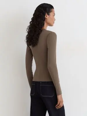 REISS Athena Stretch-cotton Notch-neck Top
