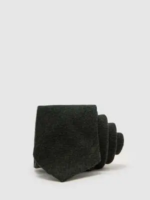 REISS Romolo Wool Woven Tie - Forest Green