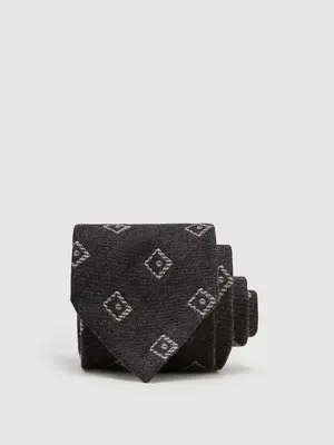 REISS Fazio Tie Charcoal Grey