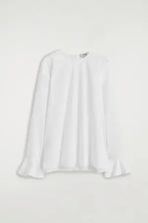 Cos Flared-cuff Cotton Blouse - White